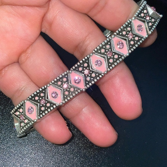 Hand Crafted | Jewelry | Pretty Baby Pink Triangle Jeweled Pave ...
